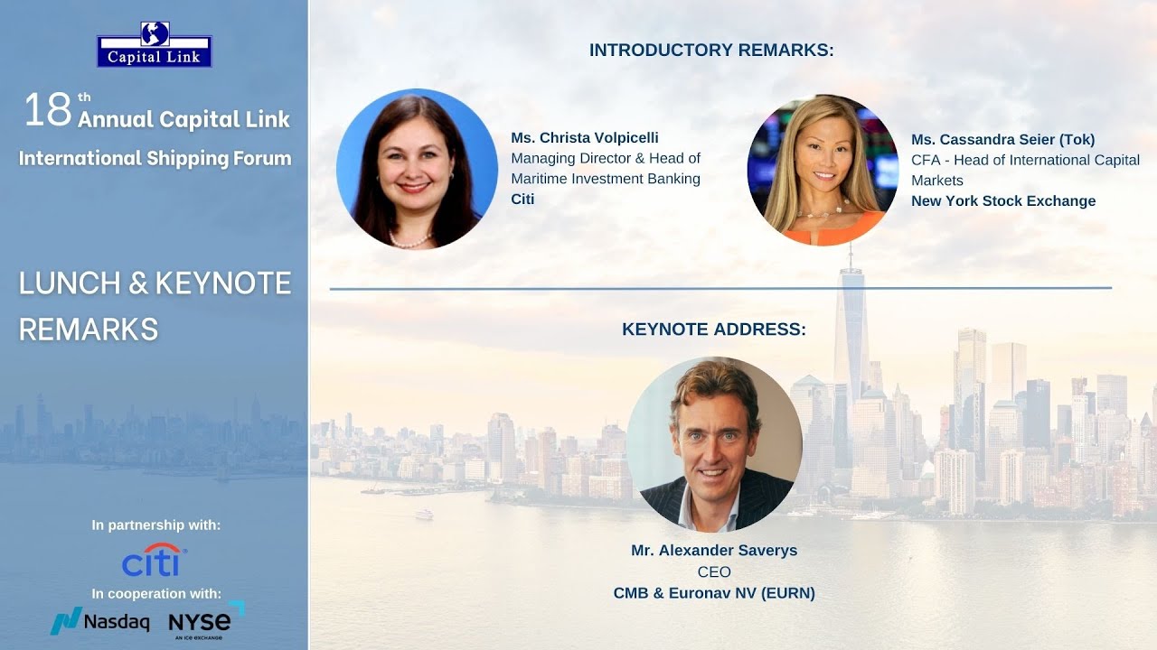 18th Annual Capital Link International Shipping Forum | Lunch & Keynote ...