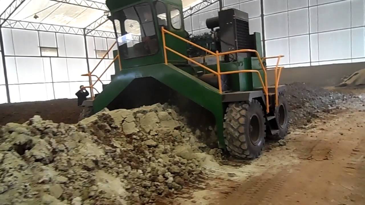 Sludge compost turner working in Beijing,China - YouTube