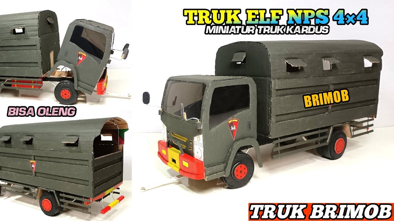 MEMBUAT MINIATUR TRUK ELF NPS TRUK POLISI 👮BRIMOB DARI KARDUS || FULL ...