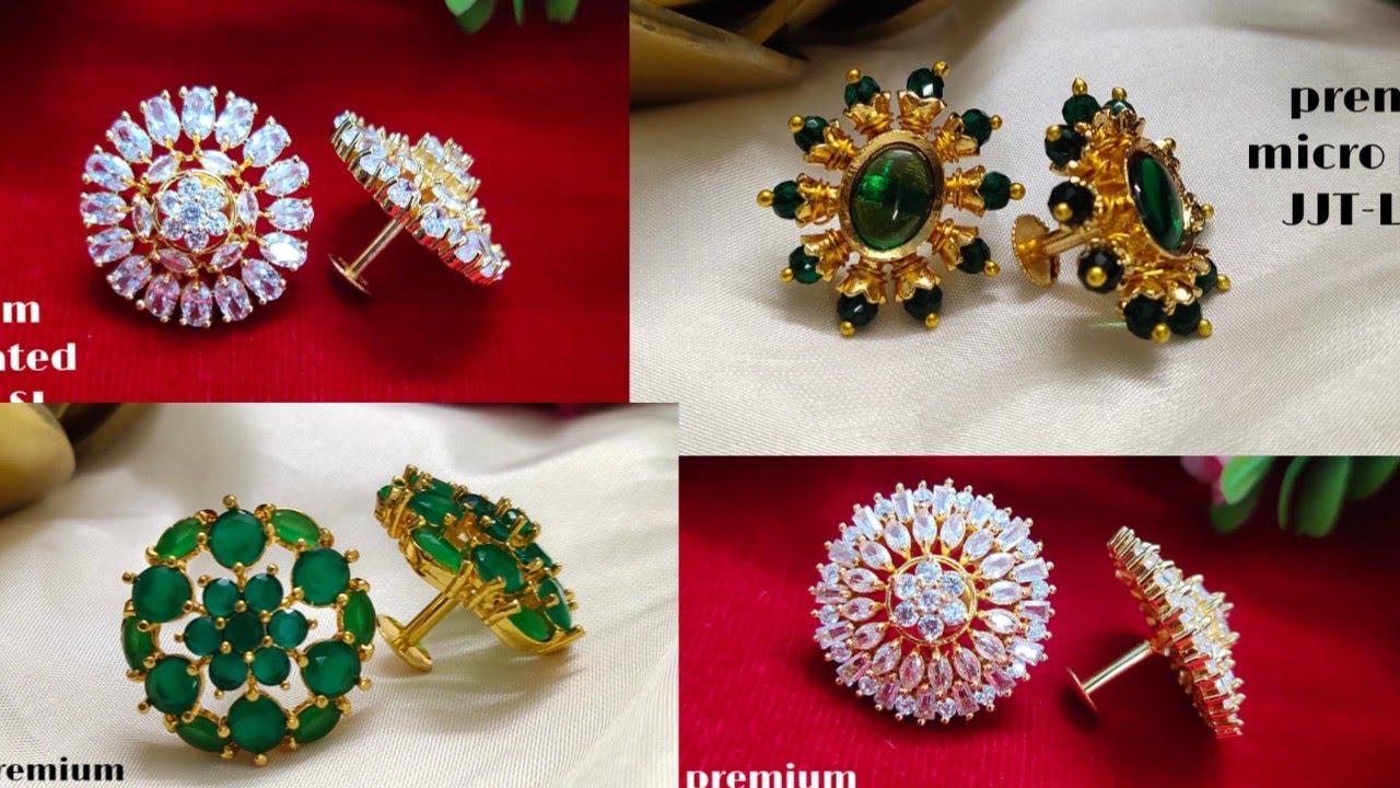 One gram gold stud earrings | South screw back ear rings | Lush Queens ...