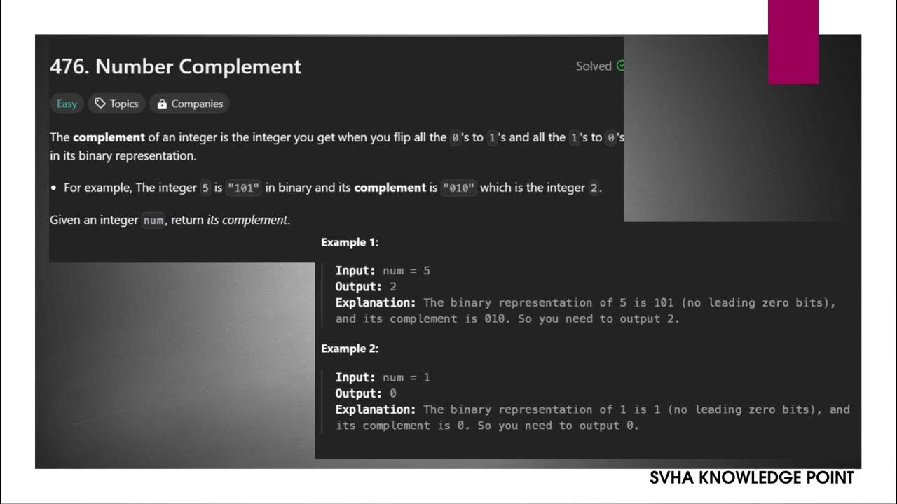 Leetcode 476 Number Complement Explained With Python Youtube