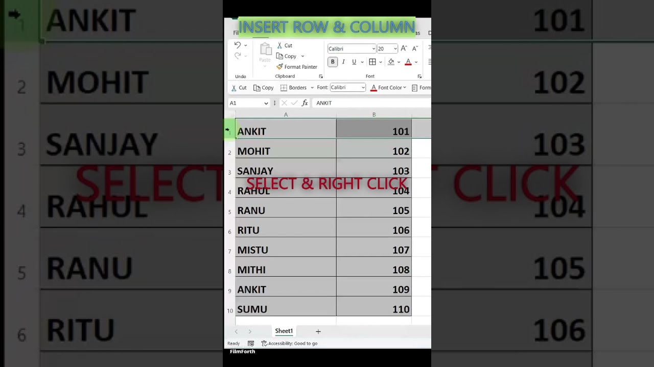 How To Insert Row And Column In Ms Excel excelsheet trendingshorts How To Insert Row And Column In Ms Excel excelsheet trendingshorts