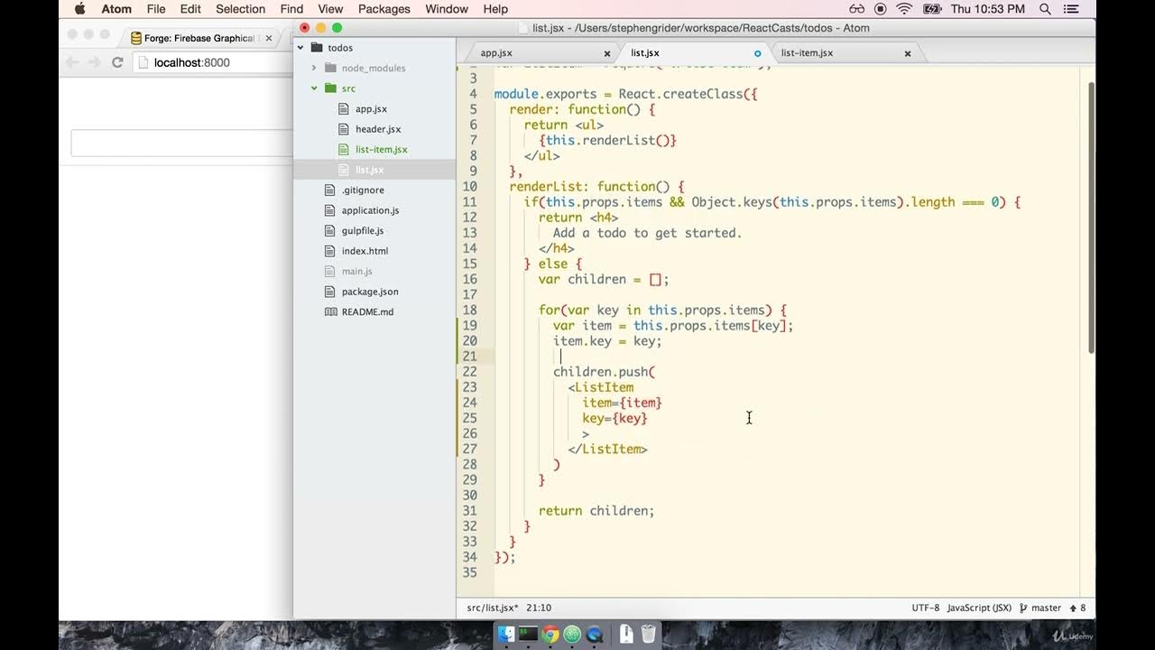 Build Web Apps with React JS and Flux 5 10 Firebase Building Item Components - YouTube