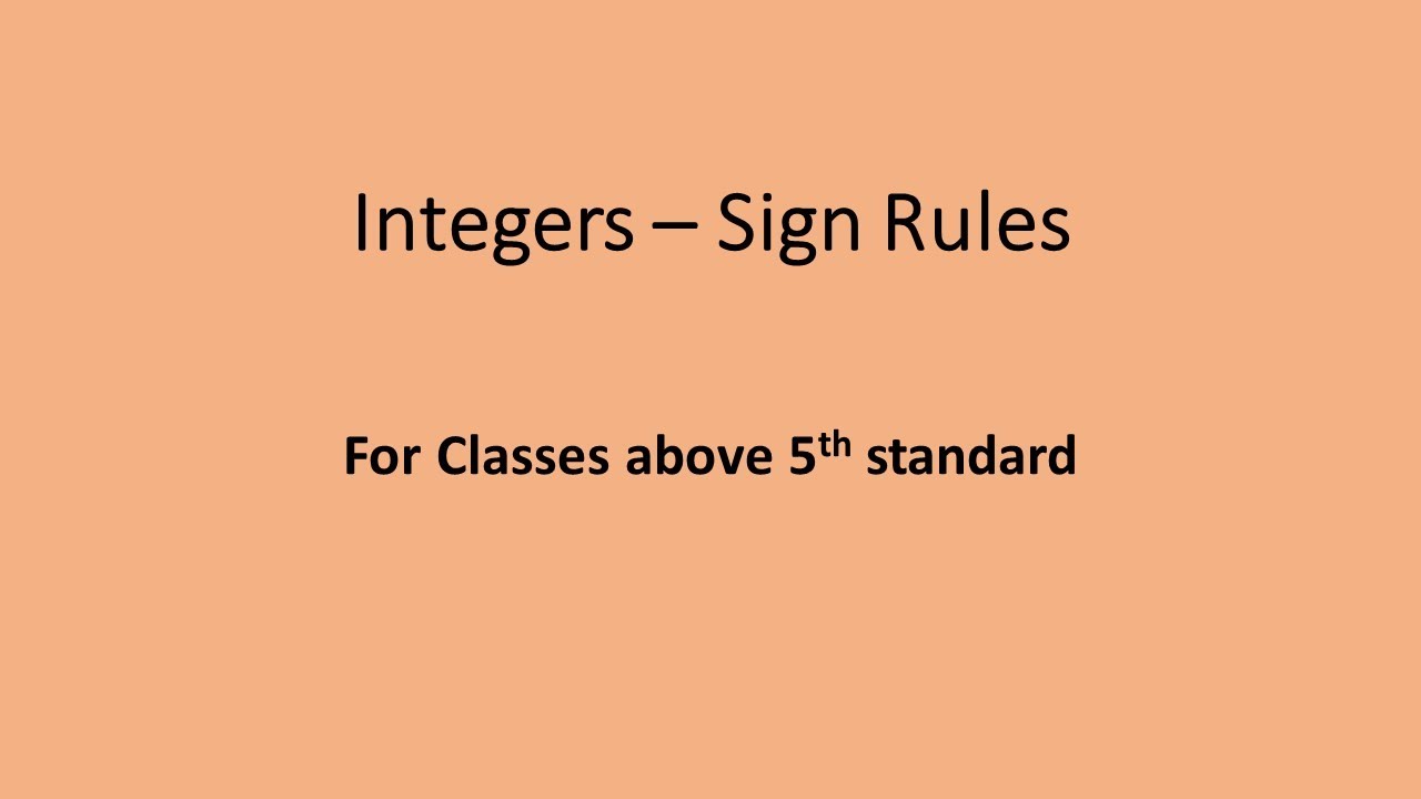 Integers – Sign Rules , integer addition , integer subtraction #integer ...