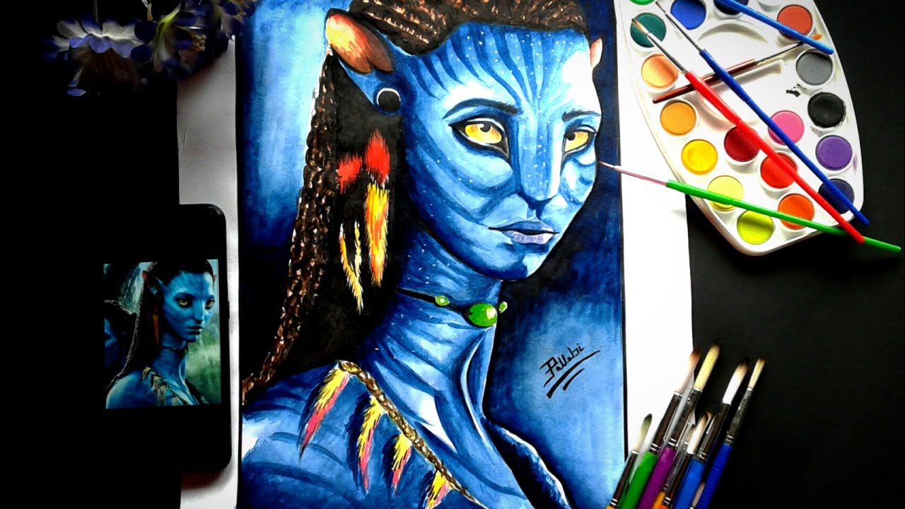 AVATAR Drawing//Water colour on paper #avatar #avatar2 #painting # ...