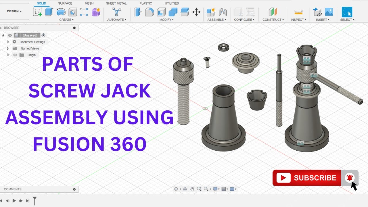 Module-4 | Parts of Screw Jack assembly in Simple method using FUSION ...