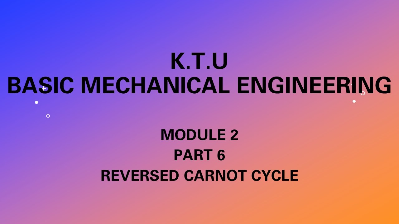KTU | BASIC MECHANICAL ENGINEERING | BME |MODULE 2 | PART 6 | REVERSED CARNOT CYCLE - YouTube