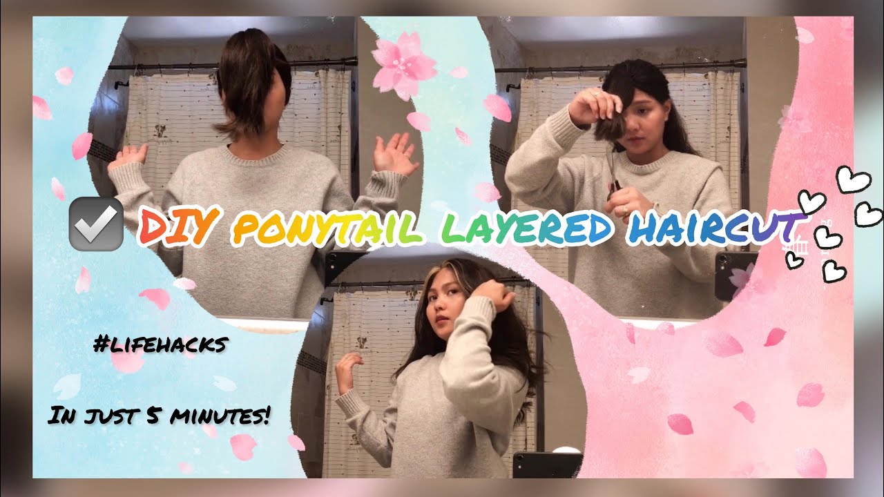 DIY PONYTAIL LAYERED HAIRCUT | FIRST TIME | I LOVE IT!!! - YouTube
