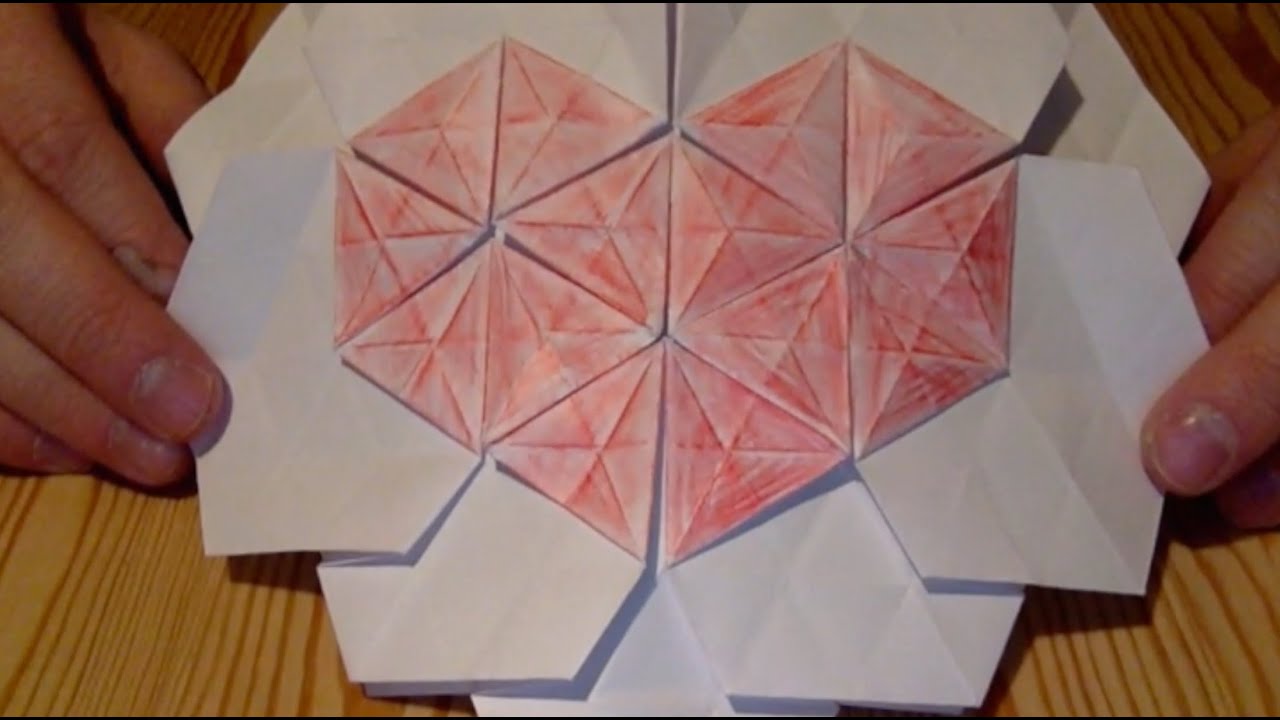 Origami Tessellation: Heart on Hexagons - YouTube