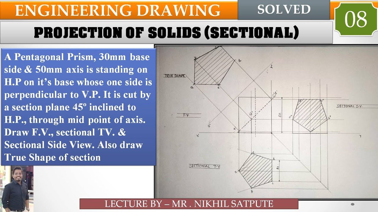 Engineering Drawing | Sections of Solid Problem 08 | Learn with nikhil ...