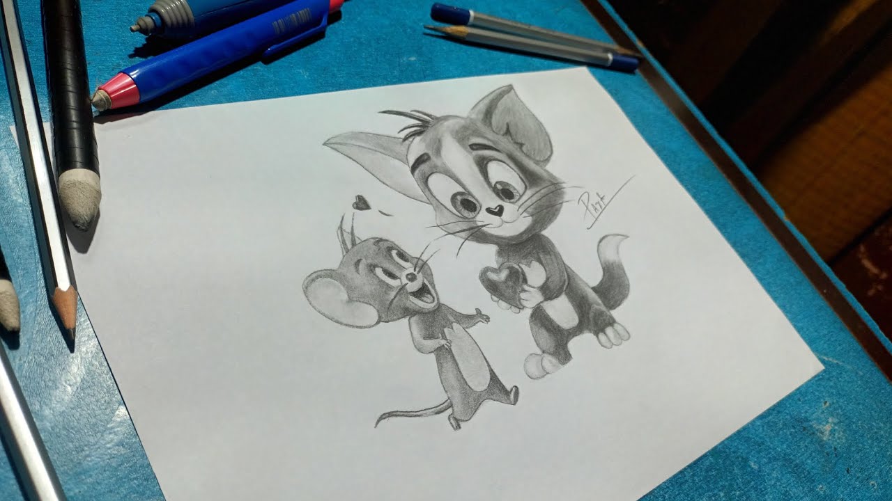How to draw tom and Jerry step by step @PRUSTY_ART - YouTube