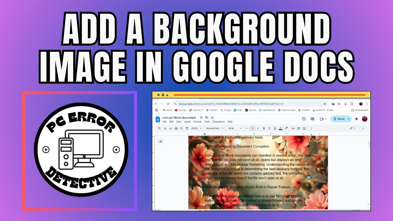 How to Add a Background Image in Google Docs - YouTube