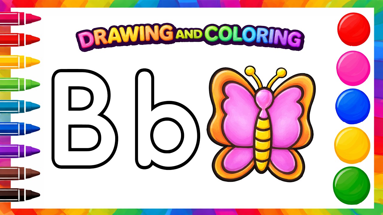 Learn to Draw Letter B | B for Butterfly Drawing | Easy Drawing and ...