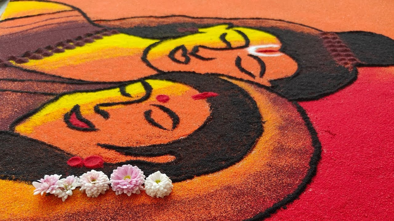 #Seeta ram Rangoli #sita ram rangoli 😊👌 - YouTube