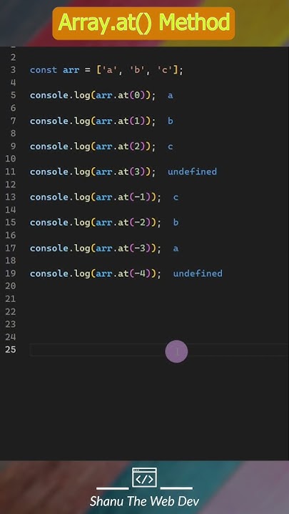 Javascript Arrayat Method Javascript Js Array Arrayjavascript Youtube