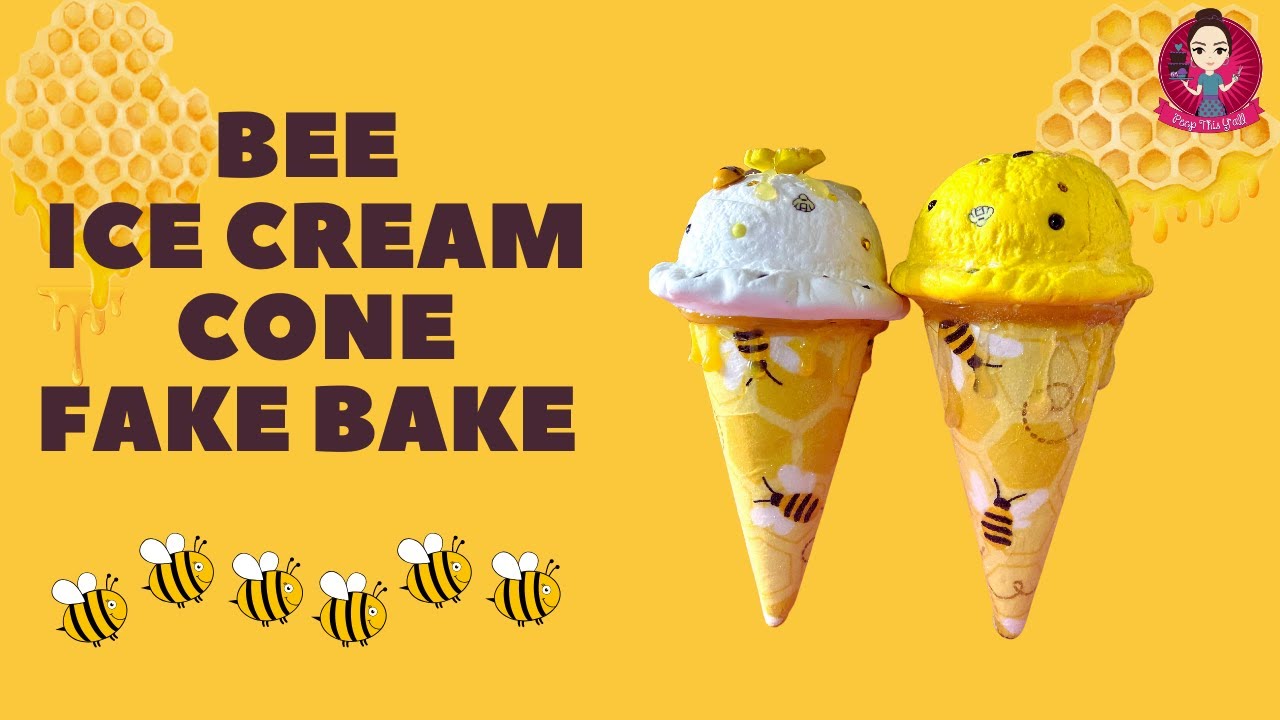 Bee Ice Cream Cone Fake Bake - YouTube