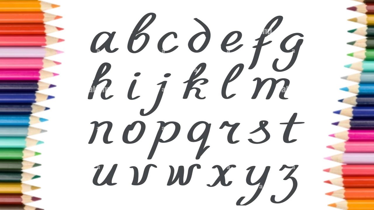 How to write Small Letters/ Cursive Letters ABCD Alphabets/ A for apple ...