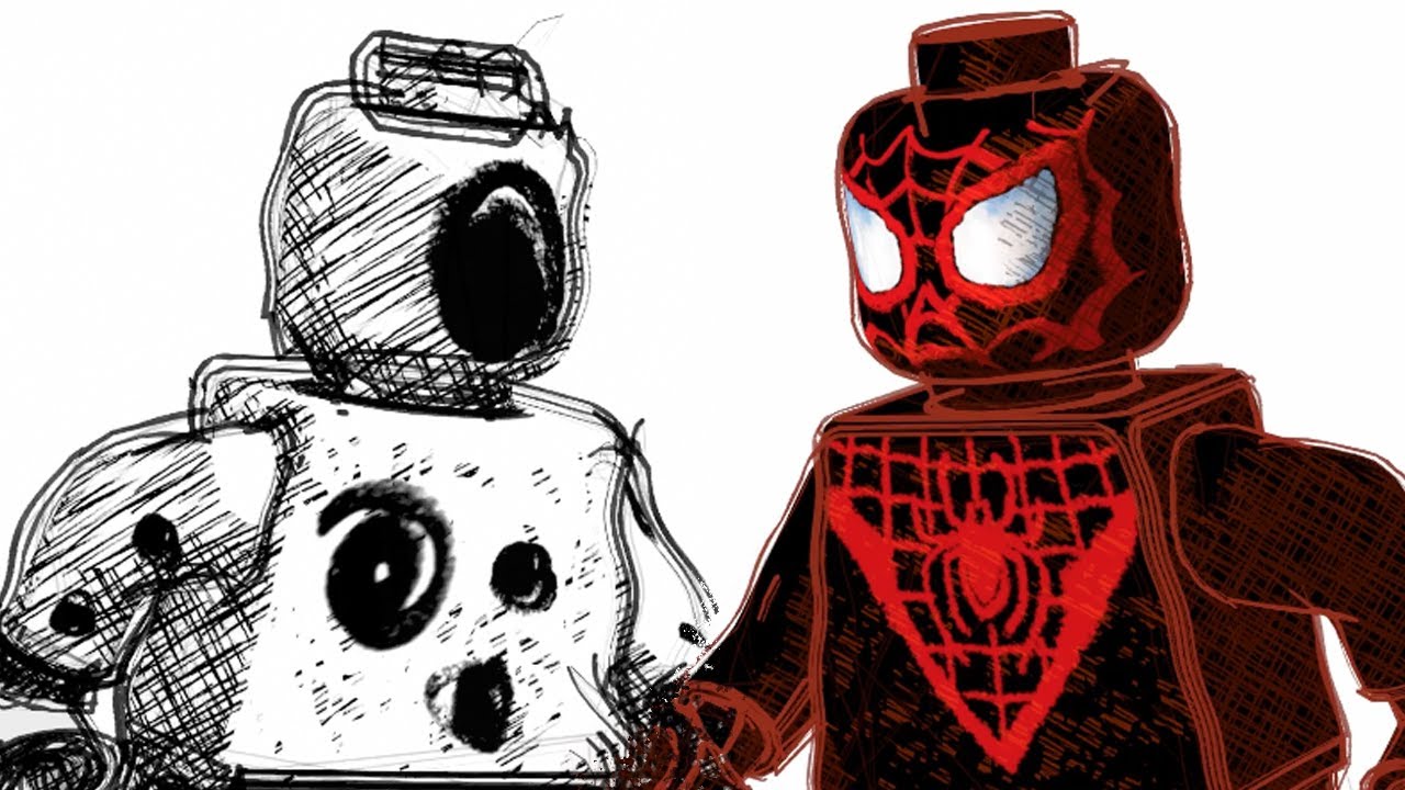 LEGO The Spot & Miles Morales Scribble Rendering Style Blender - YouTube