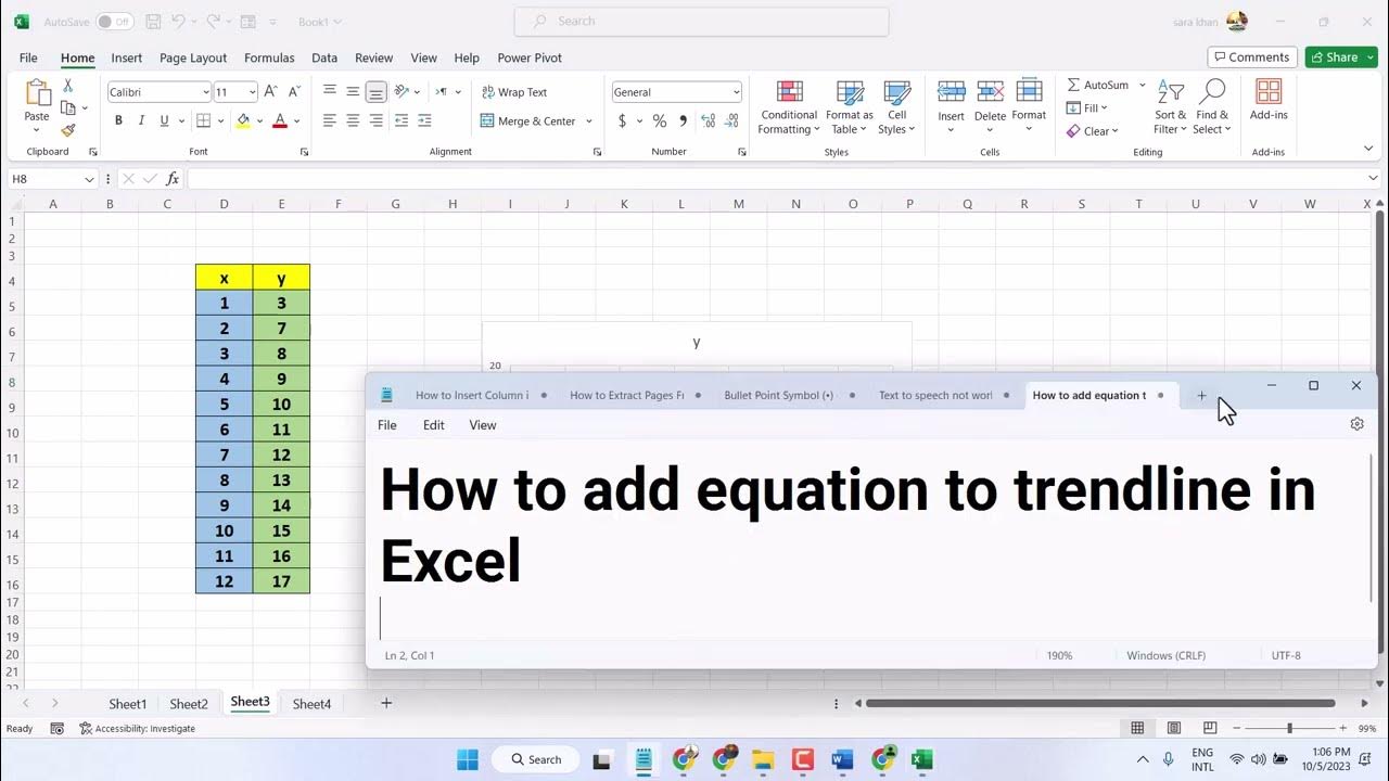 How to add equation to trendline in Excel - YouTube
