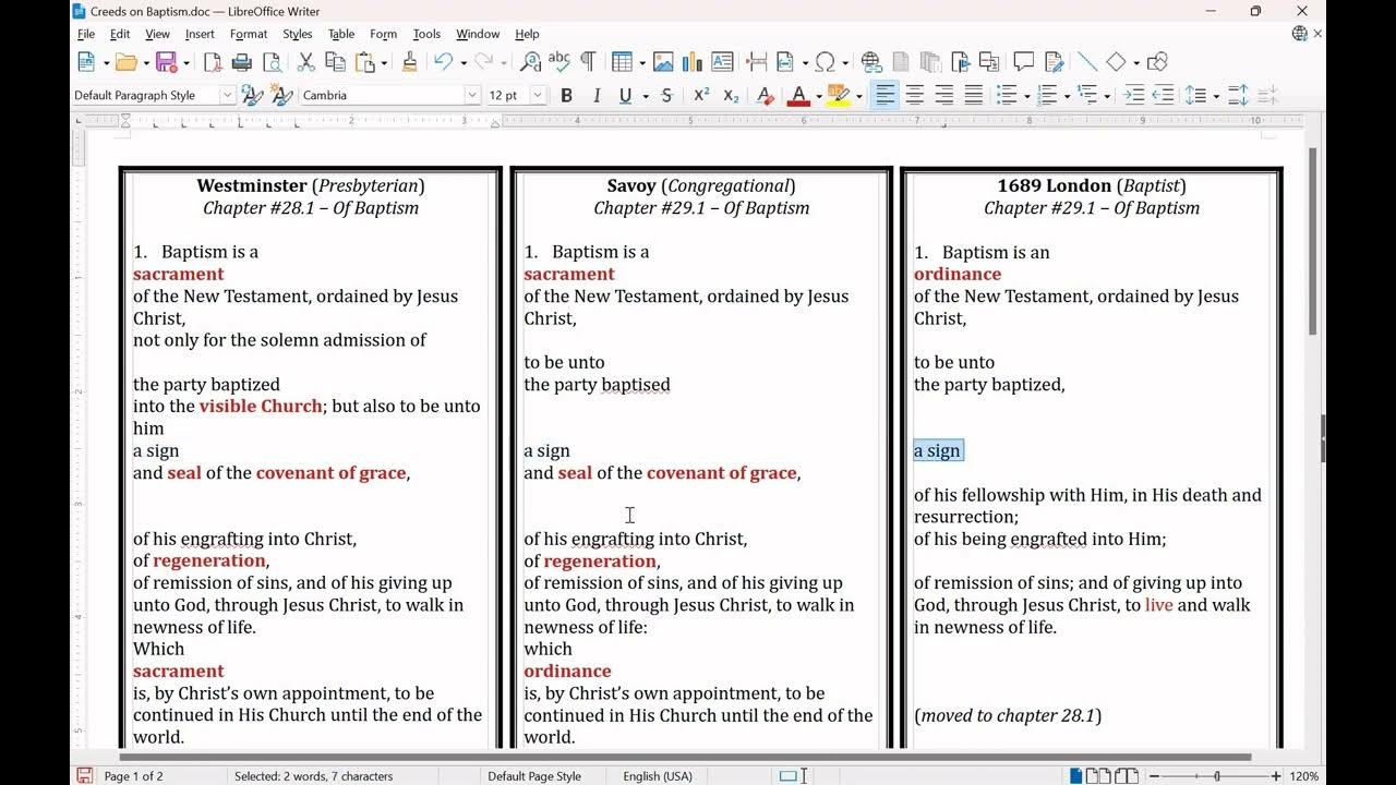 The difference between Presbyterian, Congregationalists and Baptists (on baptism). - YouTube