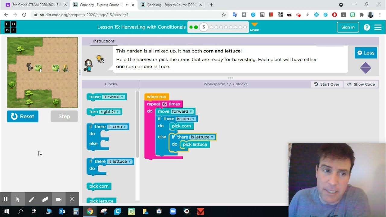 Code.org Course - Lesson 15 - Harvesting with Conditionals - YouTube