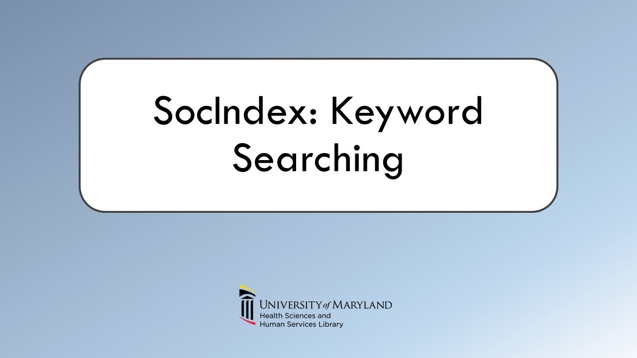 SocIndex: Keyword Searching - YouTube
