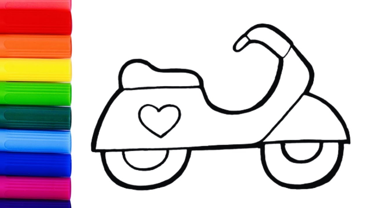 How to Draw a Scooter- Colouring For Kids &Toddlers || Drawing ...