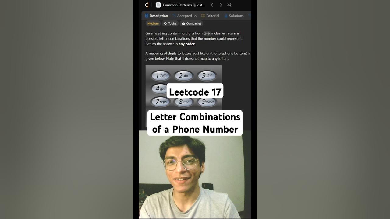 Leetcode 17 - Letter Combinations of a Phone Number #dsa #leetcode #interview #google #microsoft ...