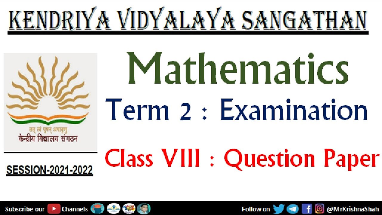 Class 8 Maths Term 2 Question Paper - Annual Exam - YouTube