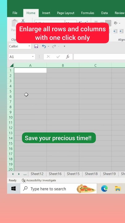 Enlarge rows and columns #computer_basics #excel #exceltutorial #excelforbeginners #shorts # ...
