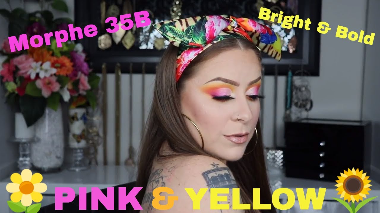 BRIGHT Pink & Yellow Makeup Tutorial | Morphe 35B | Roxanne Bourbon - YouTube