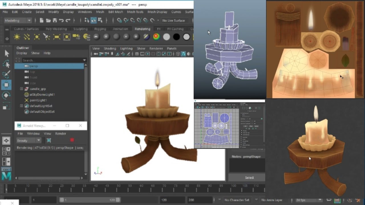 Candle low poly UV (Part-02) - YouTube