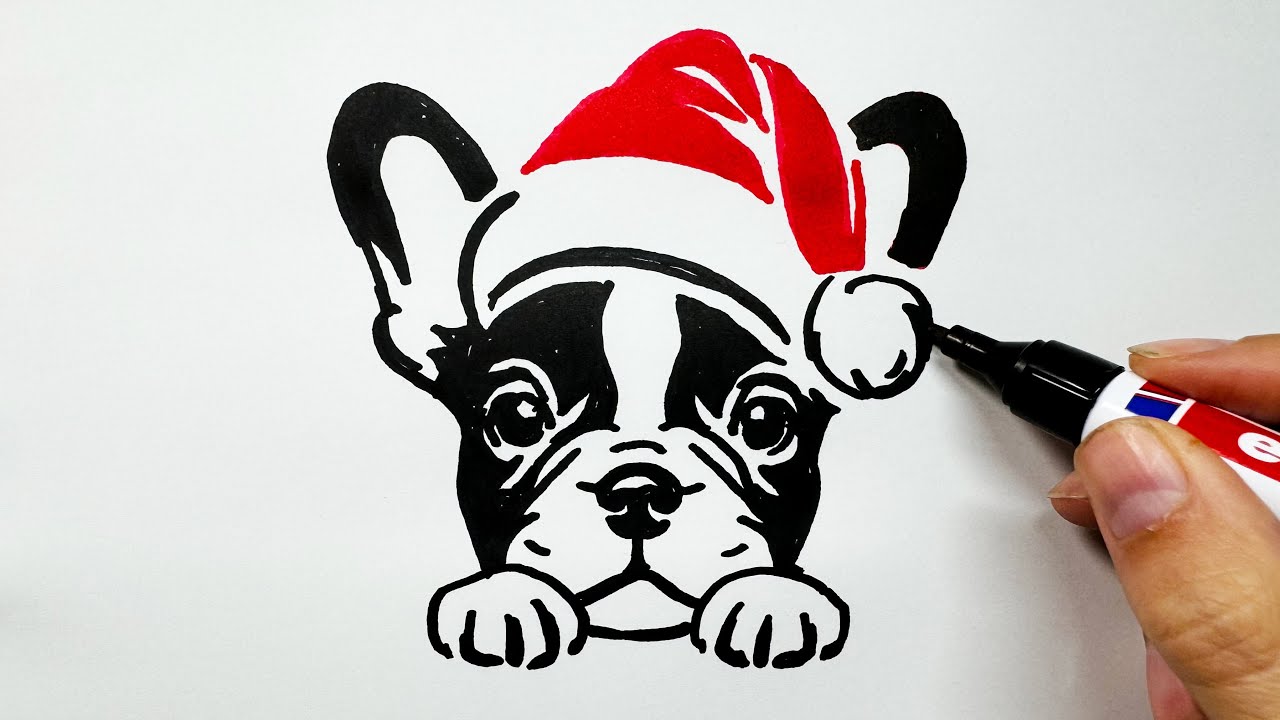How to Draw a Christmas French Bulldog - YouTube