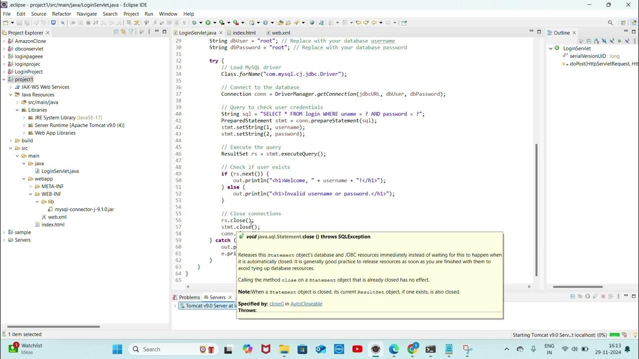 login application using servlets with database connection - YouTube