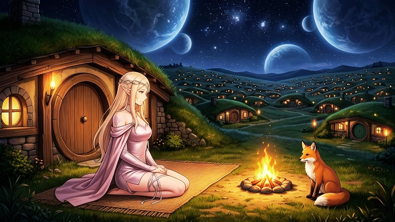 Lofi・Fantasy Piano & Harp Healing Music | Shire Campfire Bond 夏尔の星空と見つめ ...