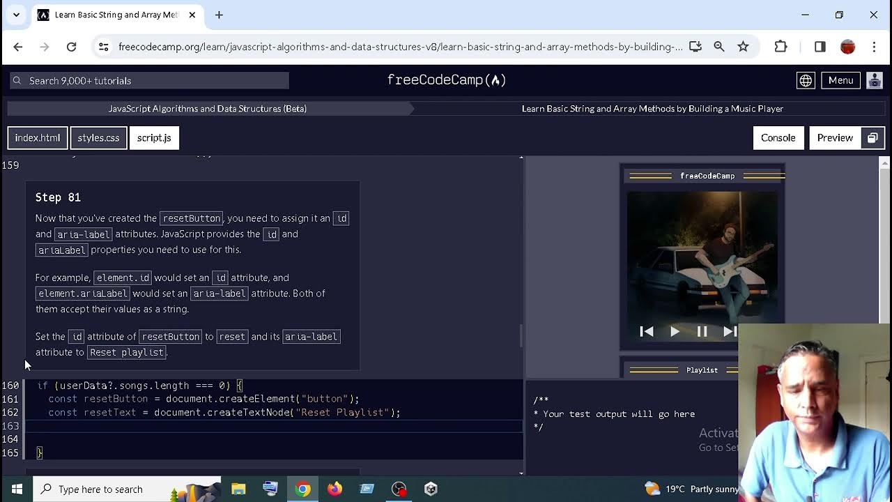 Learn Basic String and Array Methods by Building a Music Player step 81. freecodecamp 2024 - YouTube
