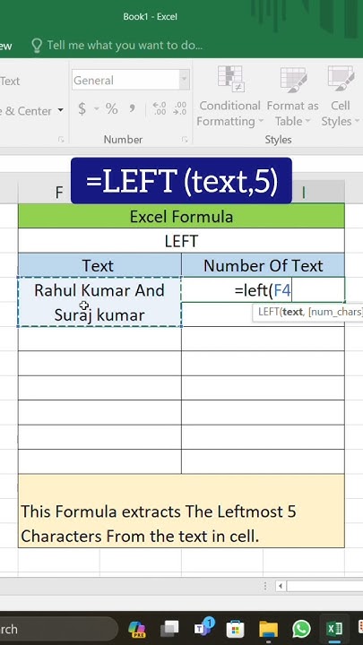 LEFT Formula Used in Excel | How To Use LEFT Formula #excel #formula #left - YouTube