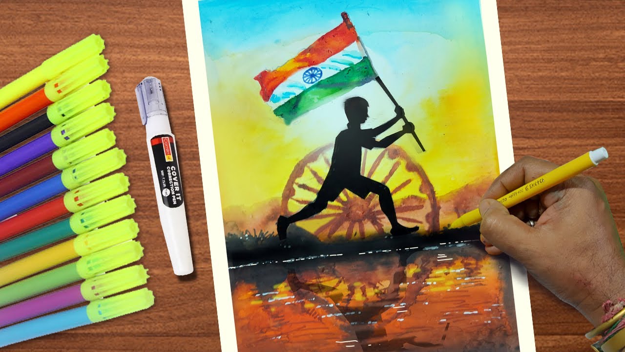Republic Day drawing with Sketch Pen | drawing for beginners | Happy ...