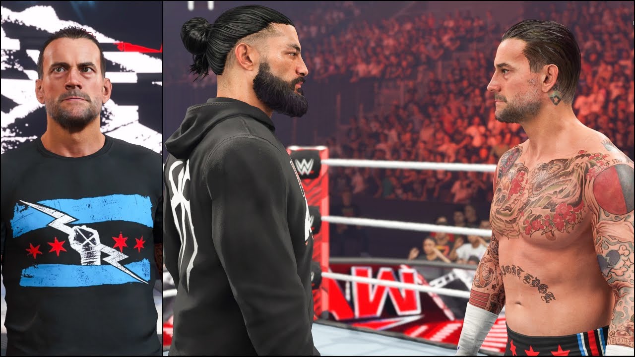WWE 2K24 DLC ECW Punk Pack - CM Punk Faces Roman Reigns - YouTube