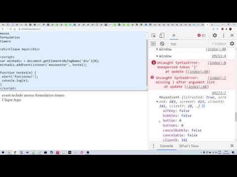 Eventos em JavaScript (teclado, mouse, formulários, timers) - YouTube