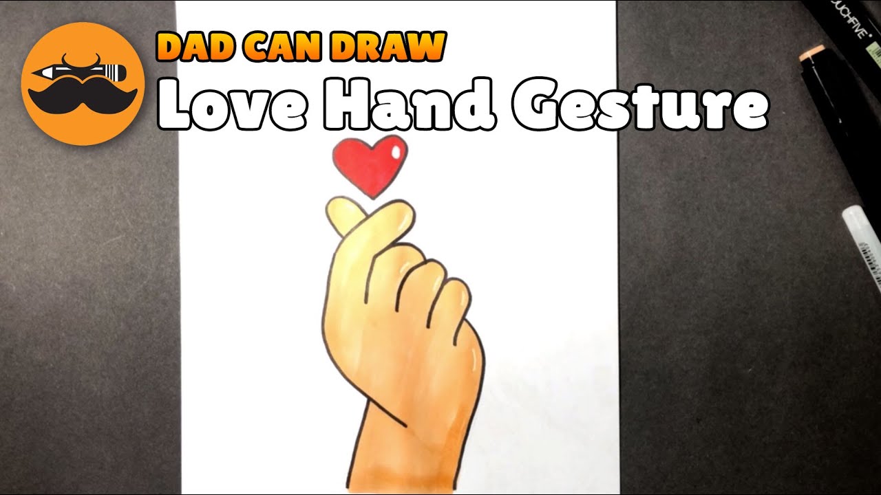 How to draw cute love hand gesture character - YouTube