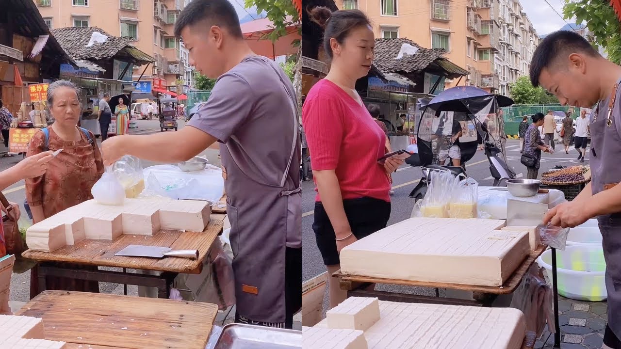 The stall sells tofu, freshly made and sold on July 4st - YouTube