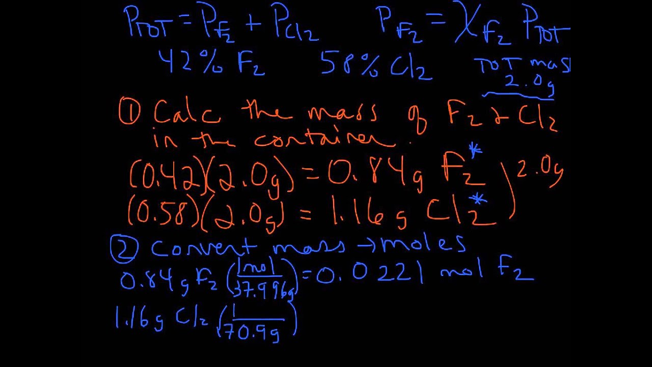 Dalton's Law of Partial Pressures Example Calculation - YouTube