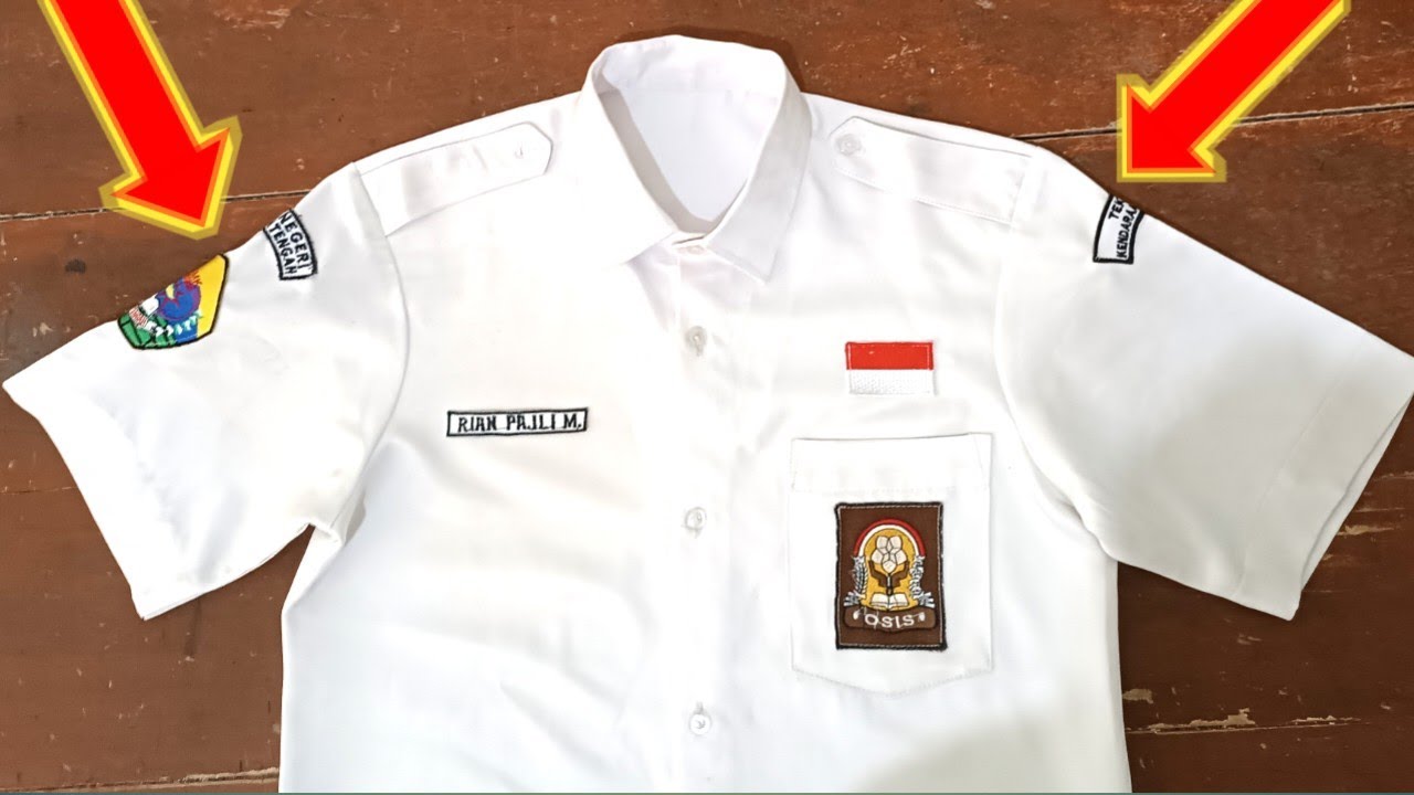 cara memasang badge, bet, atribut seragam sekolah SMK - YouTube