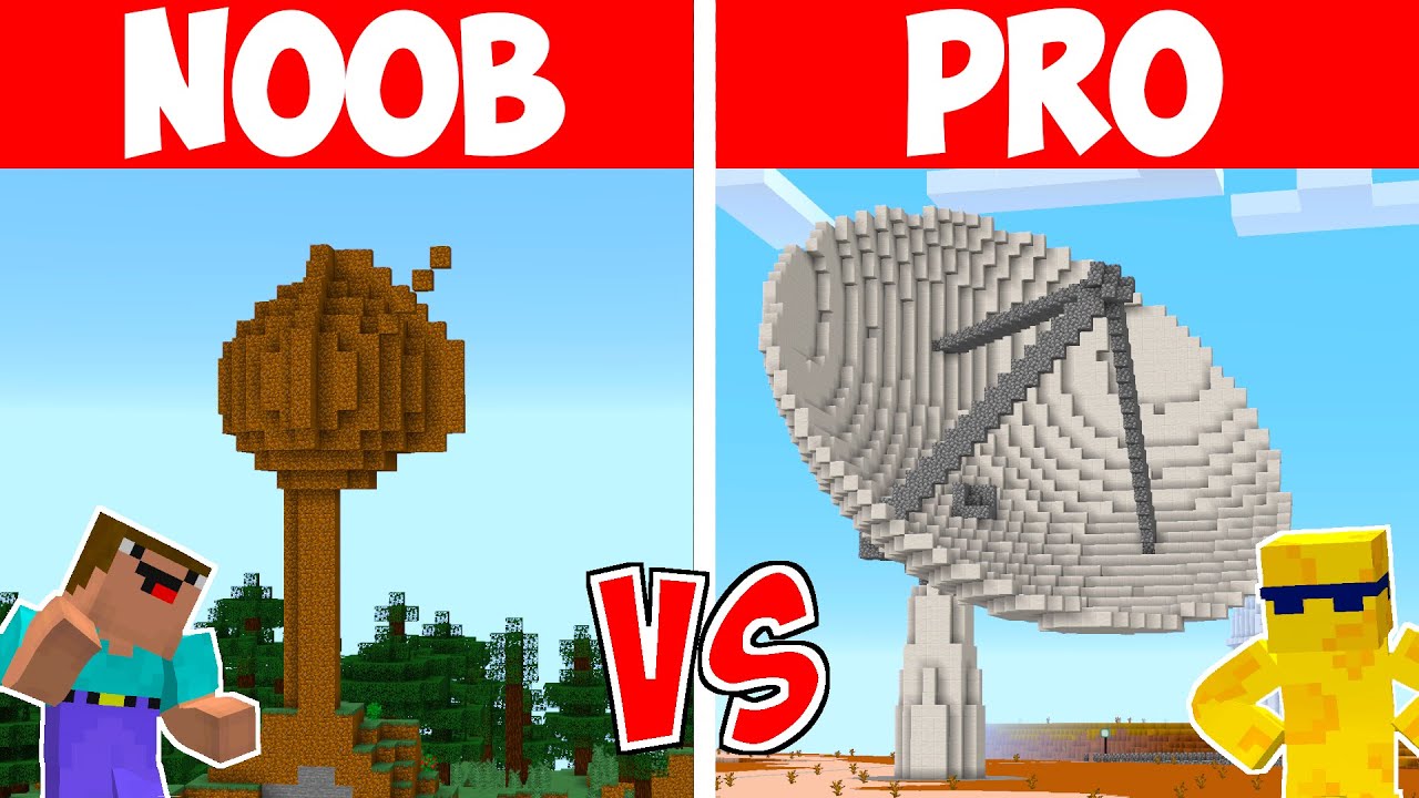 NOOB vs PRO - $50,000,000 SATELLITE TOWER BUILD CHALLENGE (Minecraft ...