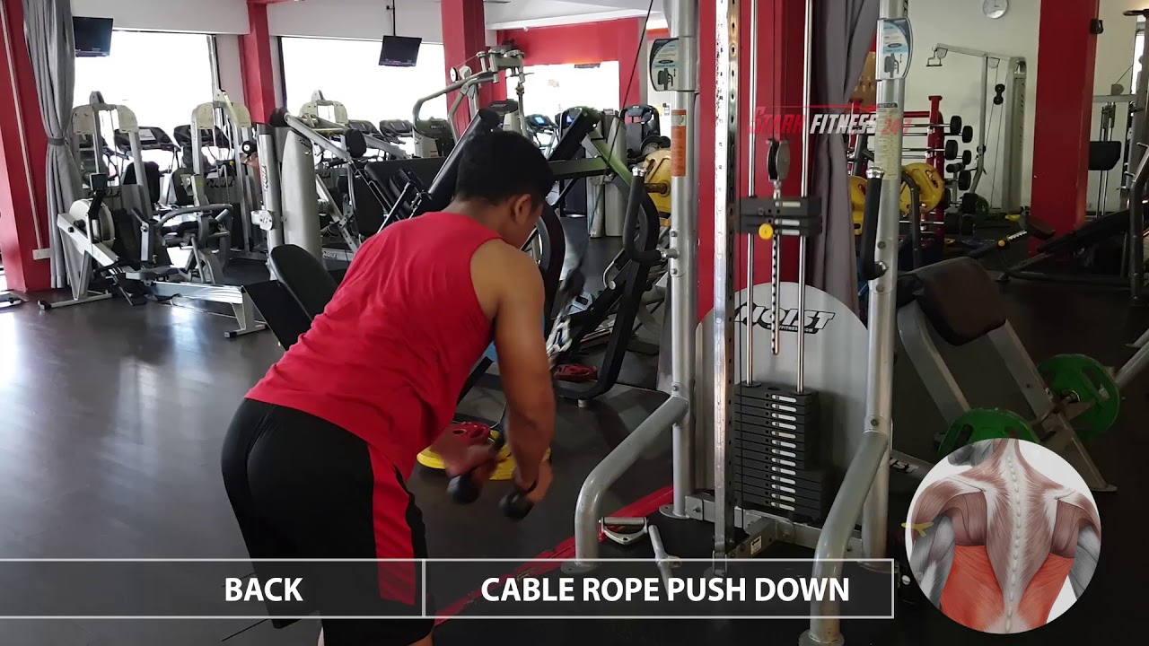 Back Latisiumus Cable rope push down - YouTube
