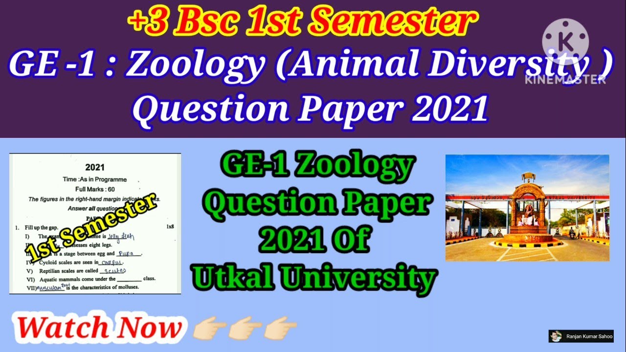 +3 (Bsc) 1st Semester GE-1: Zoology (Animal Diversity Question Paper ...