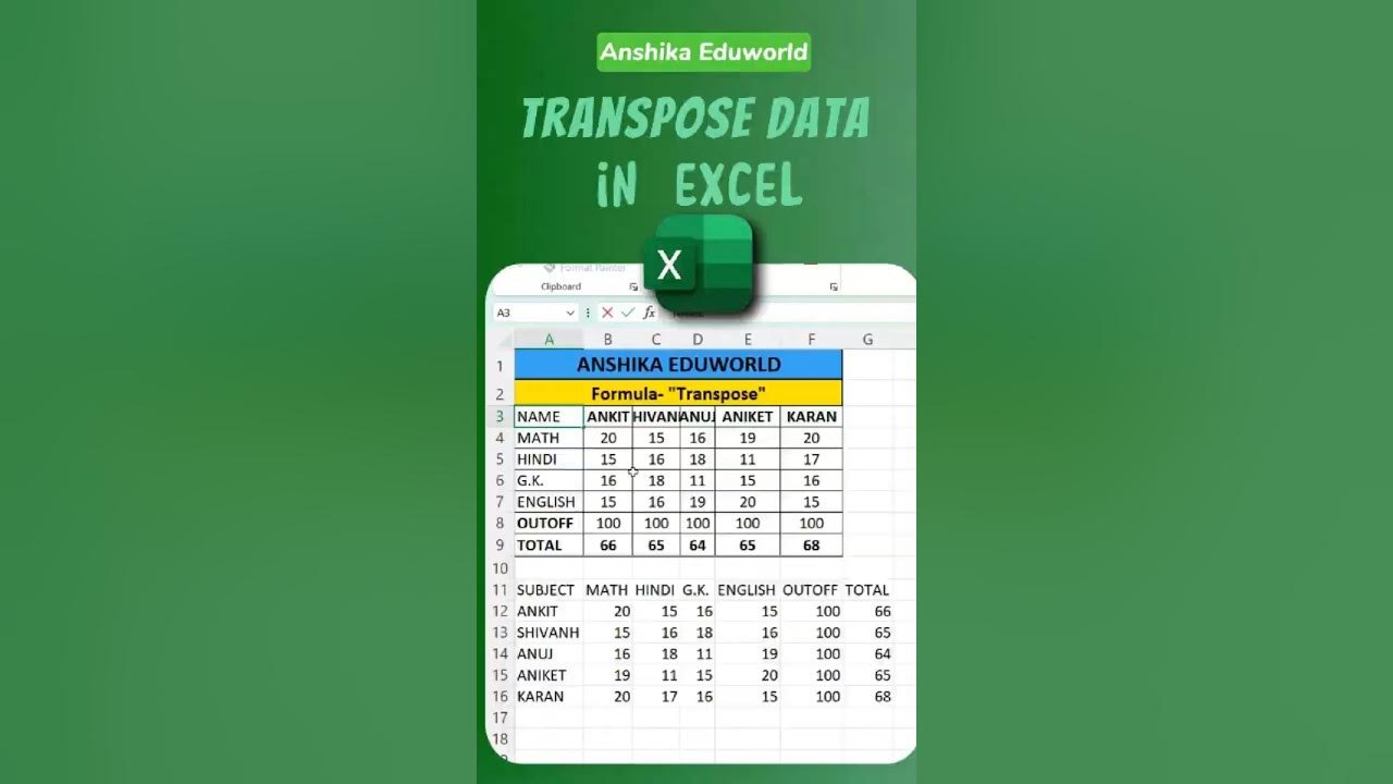 TRANSPOSE formula IN EXCEL in hind,Excel interview questions and answers #tipsandtricks # ...