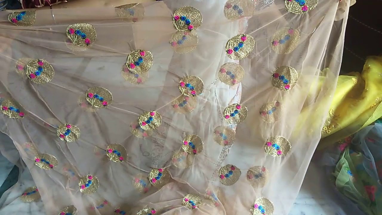 net fabric with thread emboridery || gotta work sequence work ...