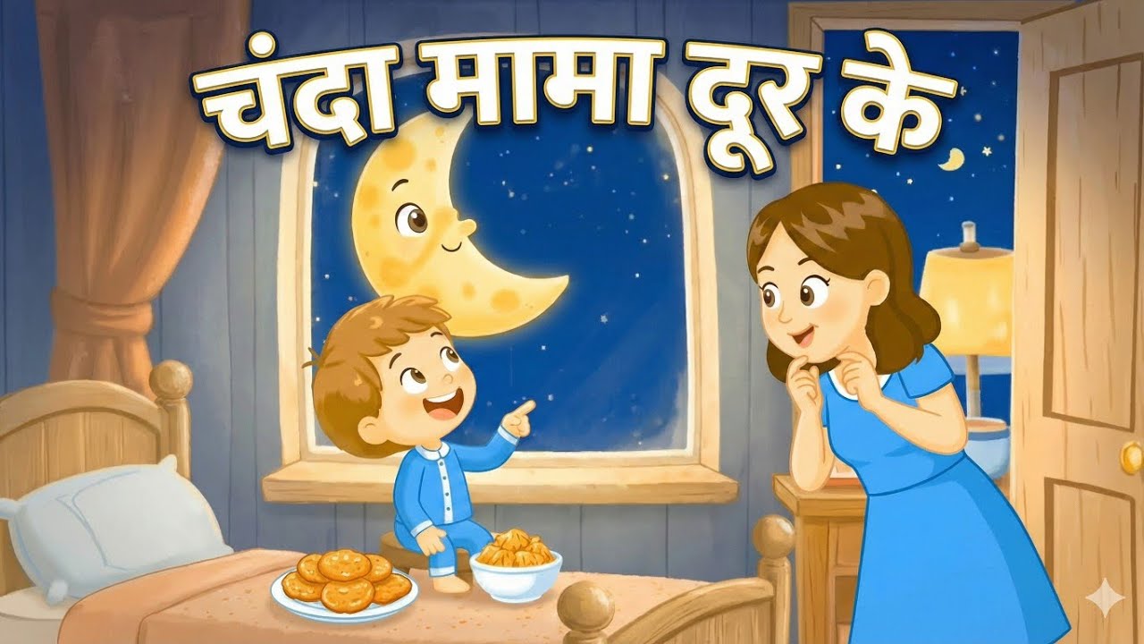 Chanda Mama Door Ke | Famous Hindi Nursery Rhyme | Drawing by Chandni ...